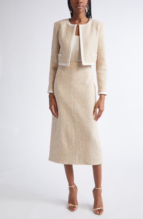 ST. JOHN Satin Trim Tweed Jacket